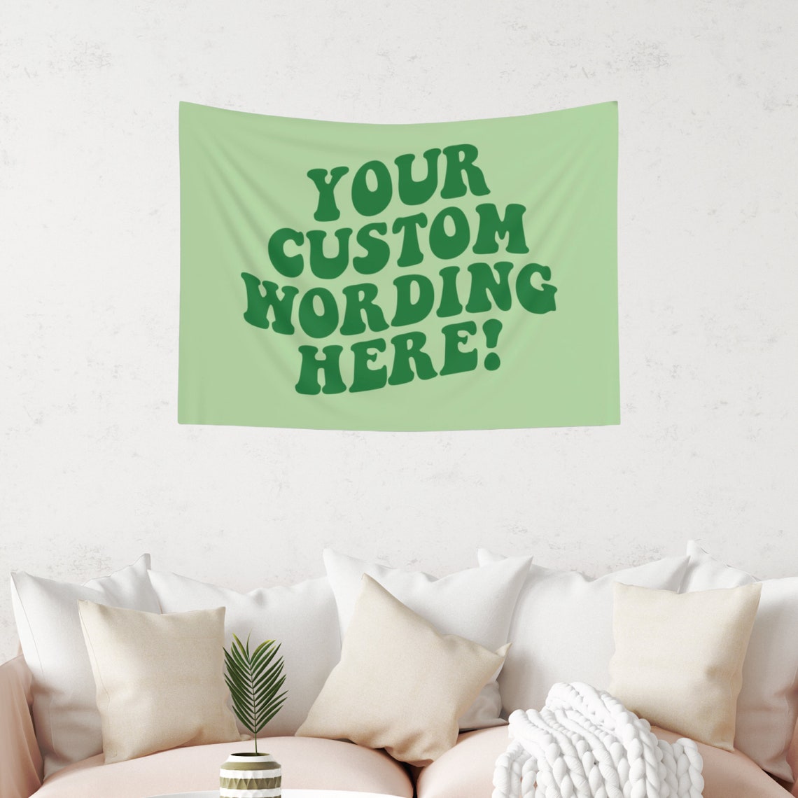 Custom Wording Green Wall Tapestry Bedroom Decor Living - Etsy