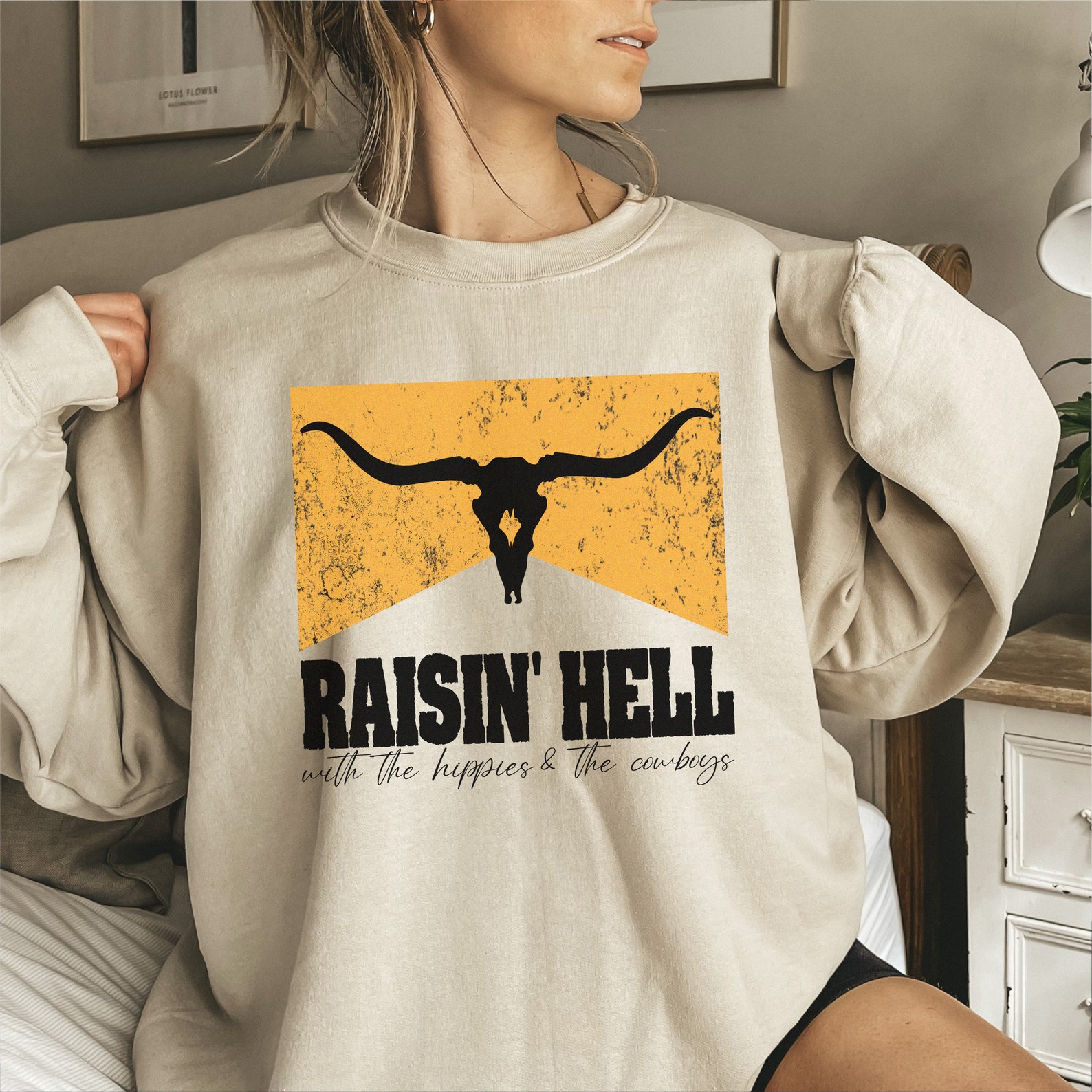Raisin Hell With the Hippies and the Cowboys Sweatshirt - Etsy