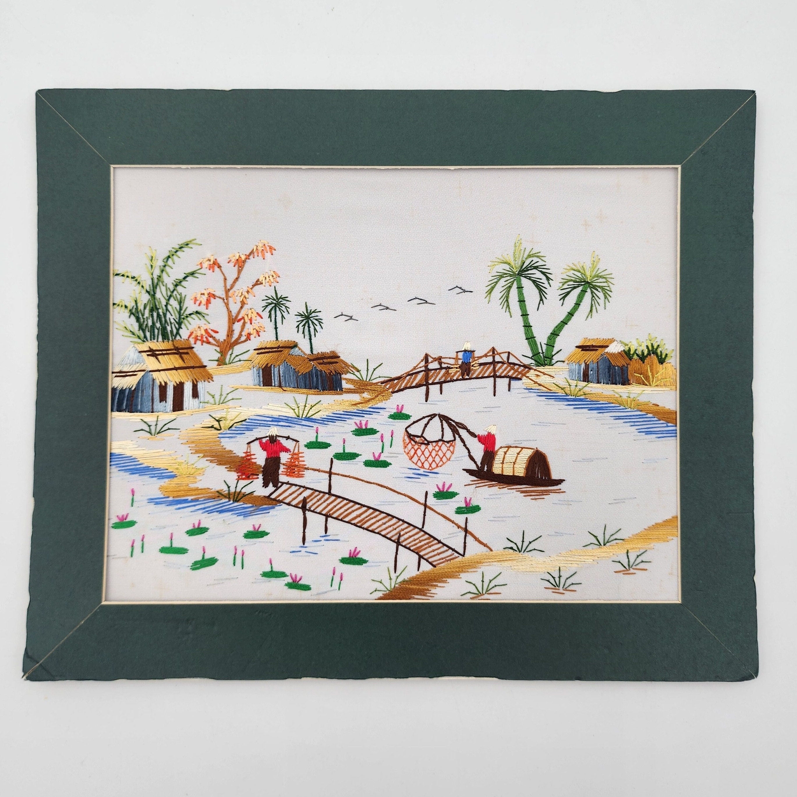 Vietnamese Hand Embroidery on Silk Field Workers Village - Etsy