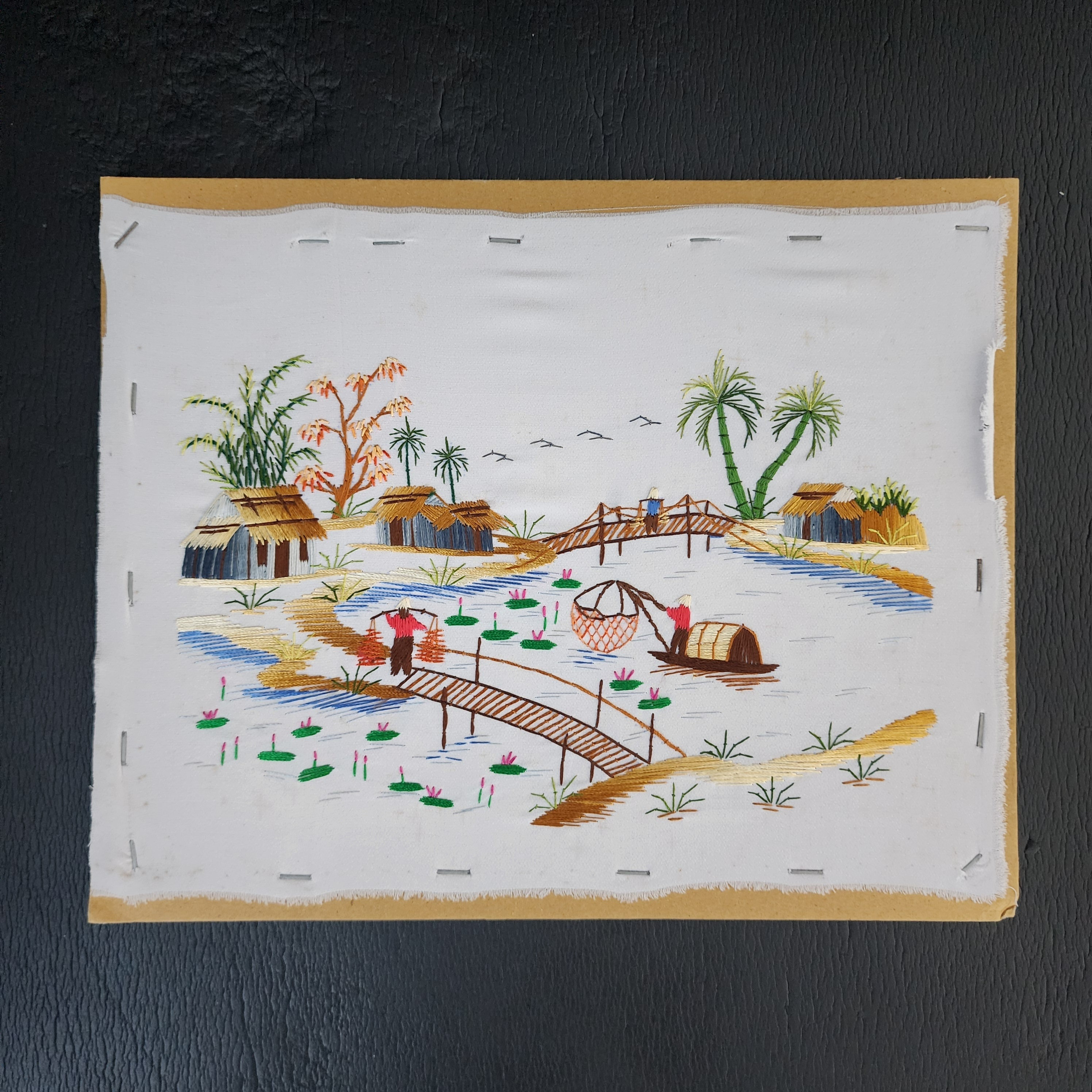 Vietnamese Hand Embroidery on Silk Field Workers Village - Etsy