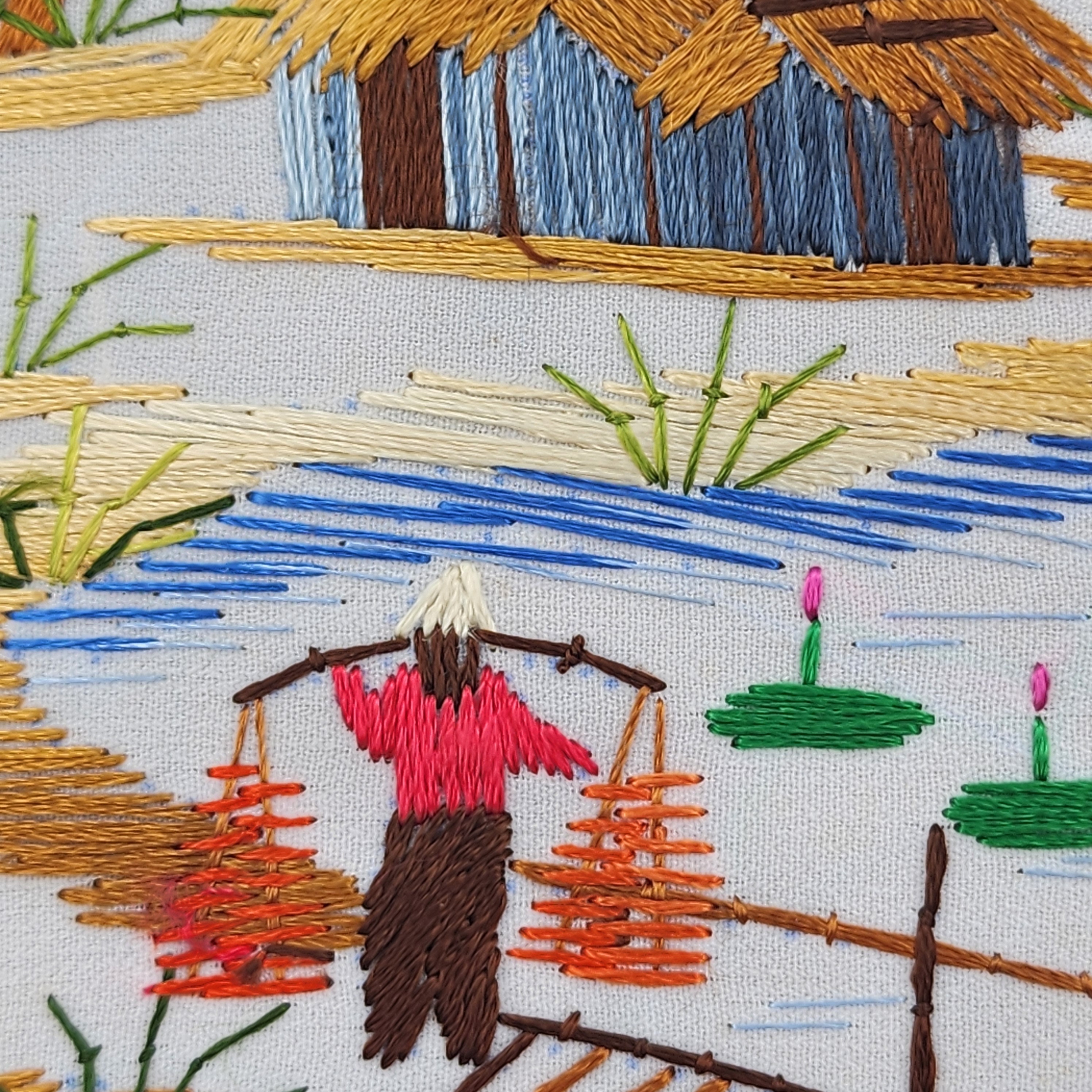 Vietnamese Hand Embroidery on Silk Field Workers Village - Etsy