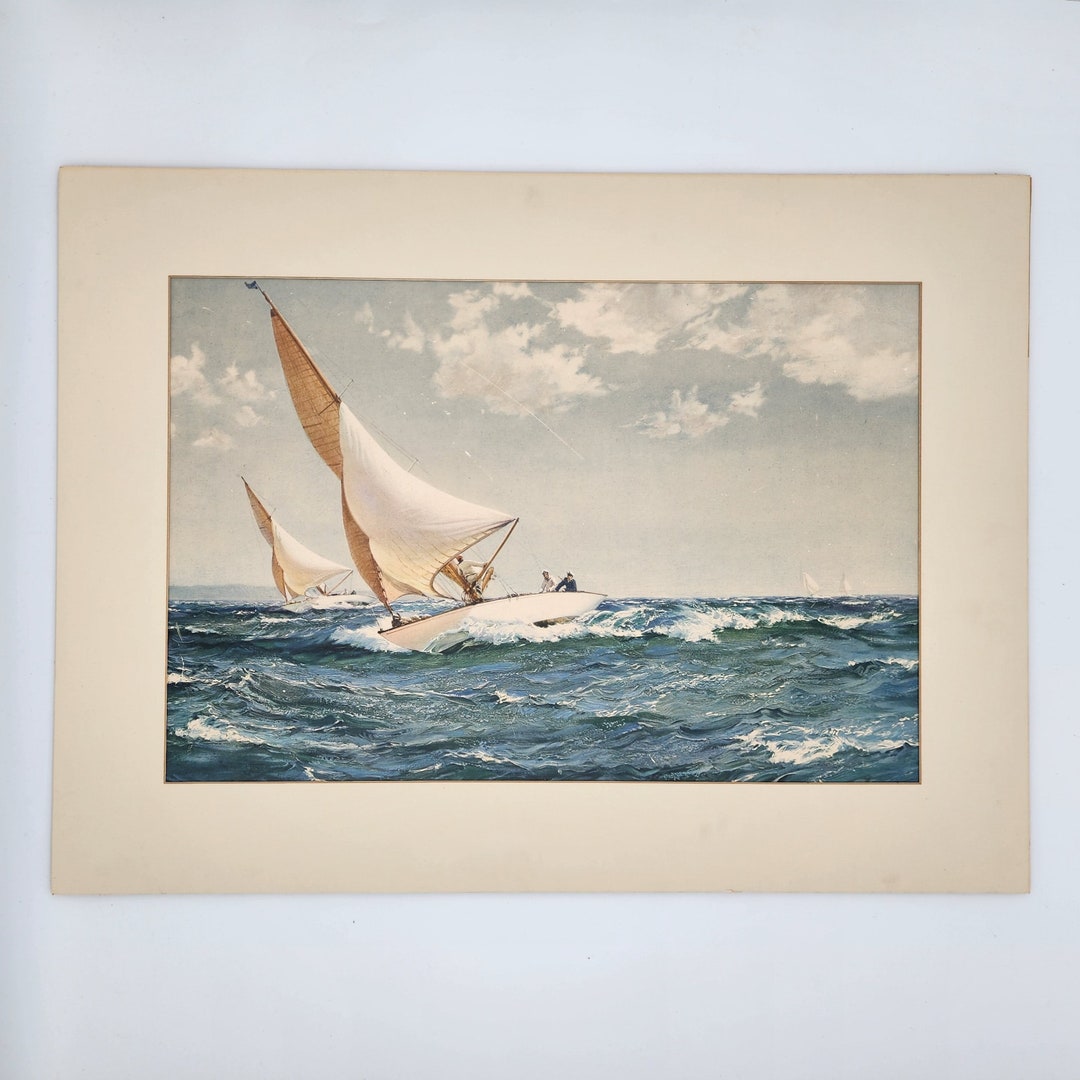 Vintage Print of Montague Dawson Painting Racing Neck and Neck - Etsy