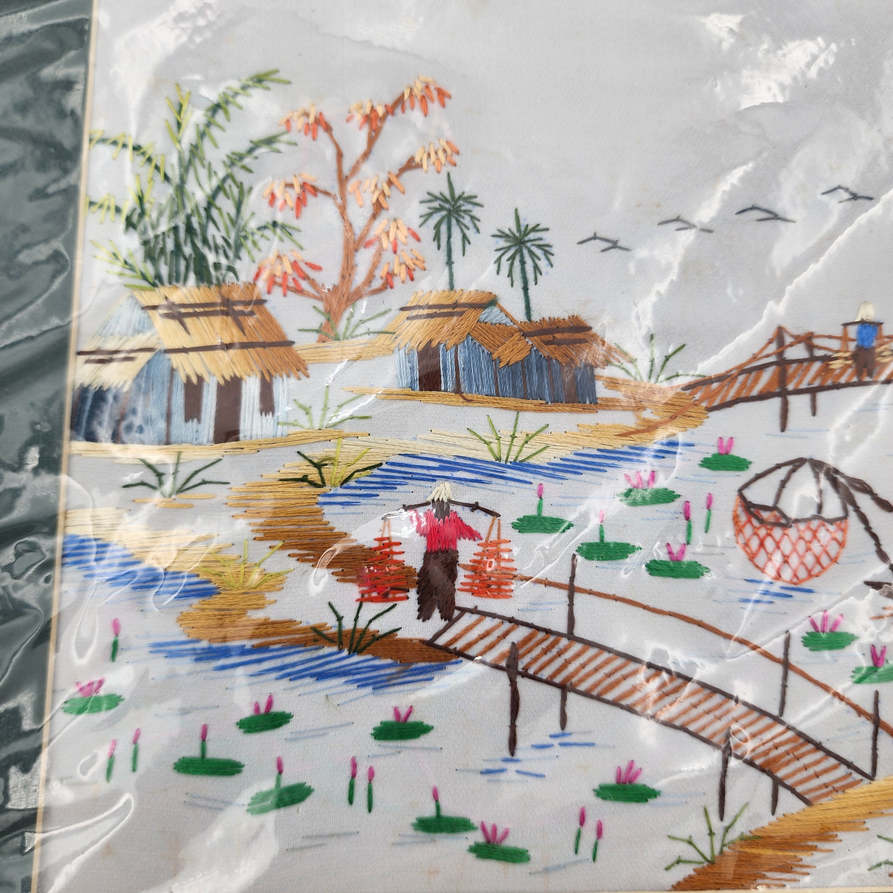 Vietnamese Hand Embroidery on Silk Field Workers Village - Etsy