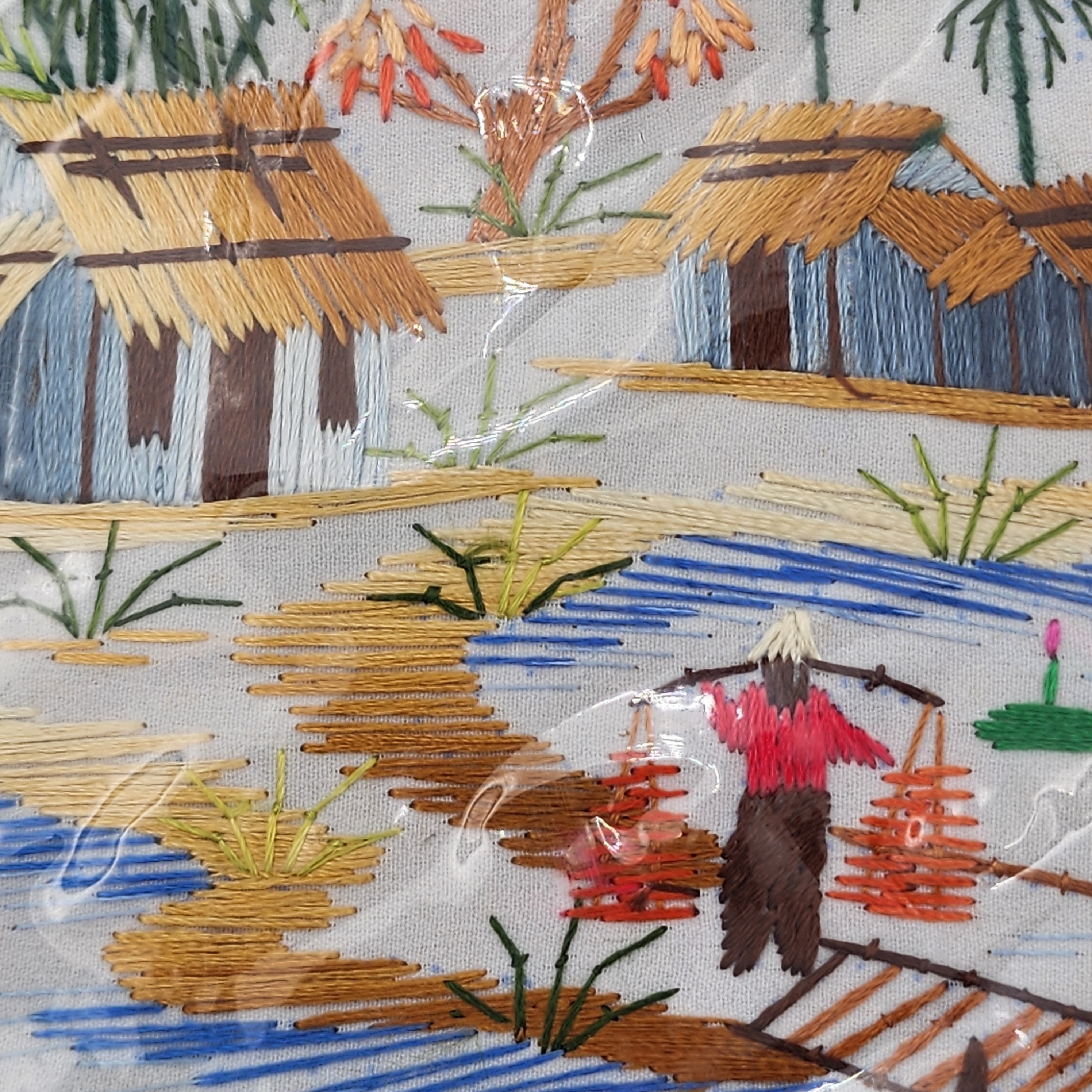 Vietnamese Hand Embroidery on Silk Field Workers Village - Etsy