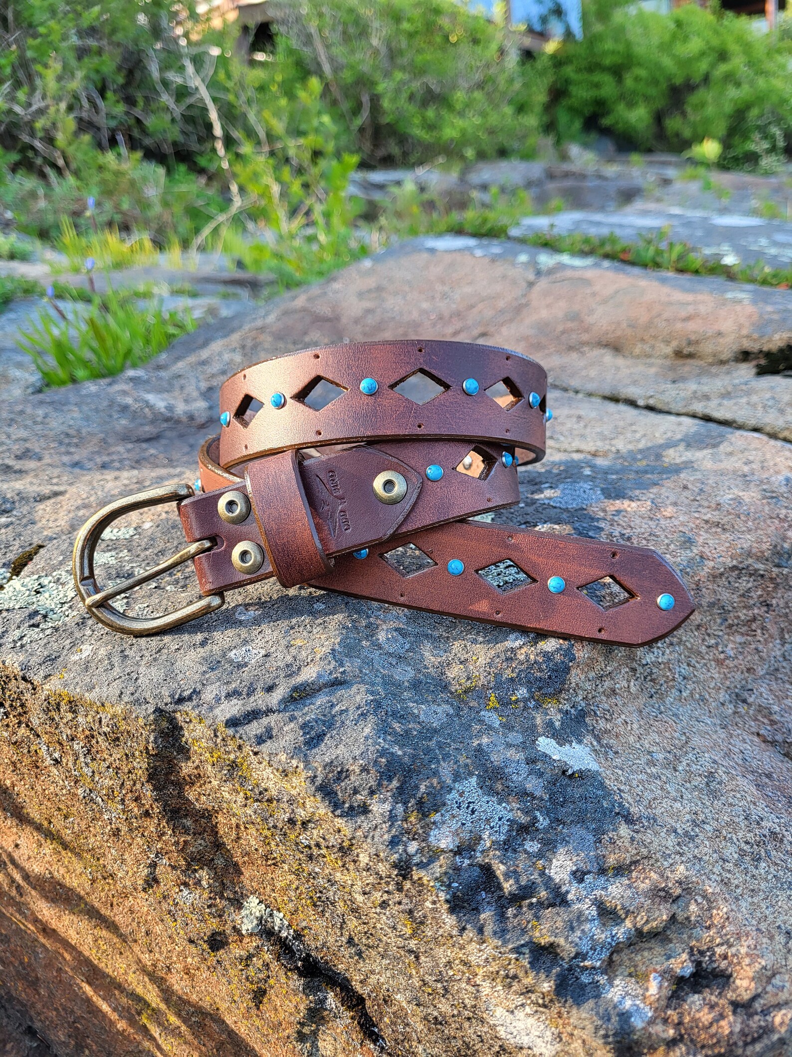 Brown Diamond Leather Belt, Brown Leather Belt, Colored Leather Belt ...