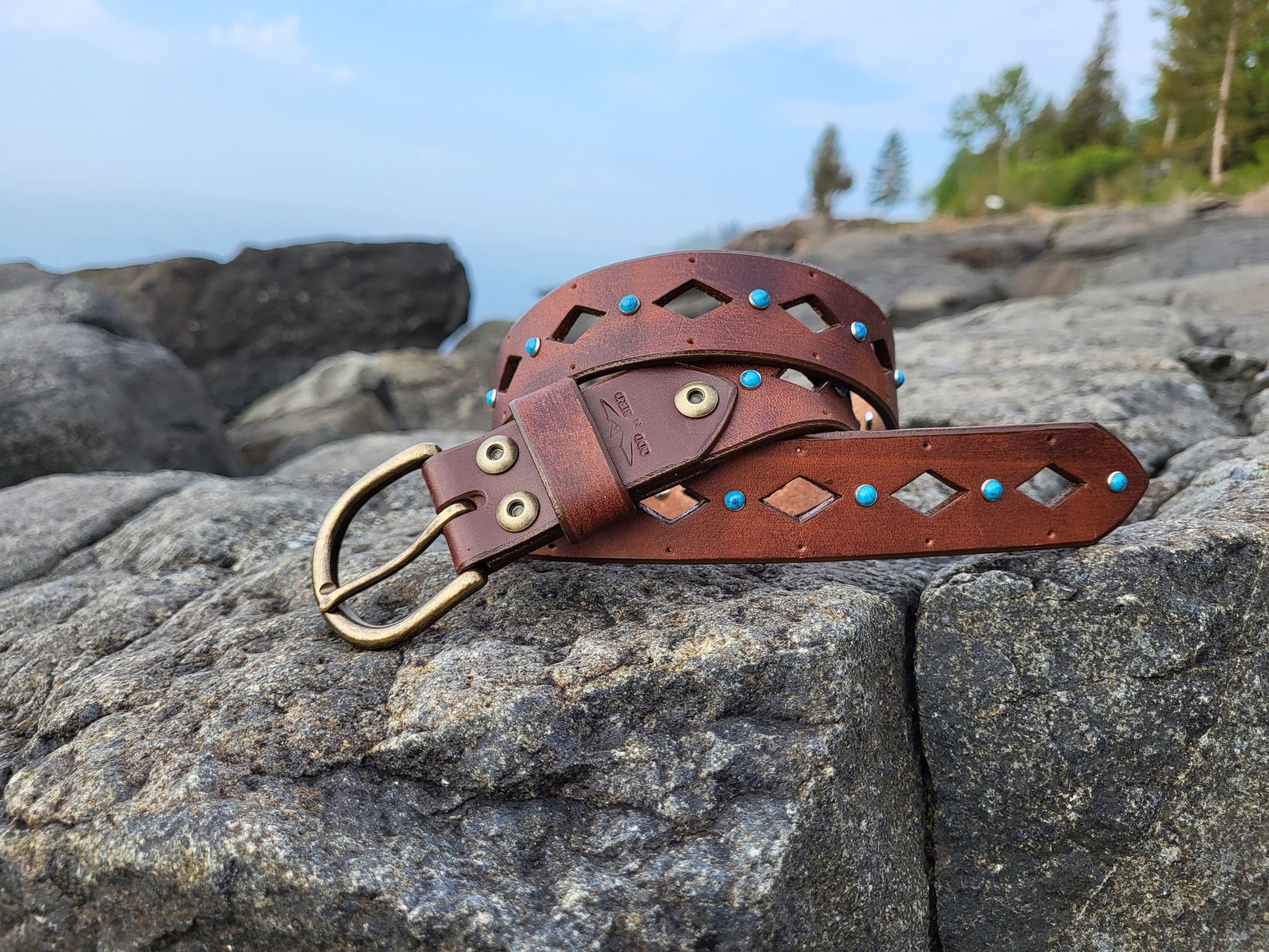 Brown Diamond Leather Belt, Brown Leather Belt, Colored Leather Belt ...