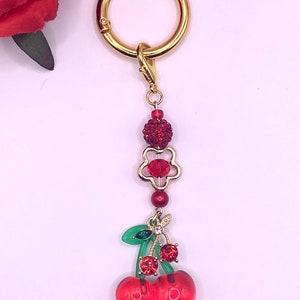 Cherry and Strawberry Bag Charms, Keychain, Kawaii, Y2K, Lanyard - Etsy