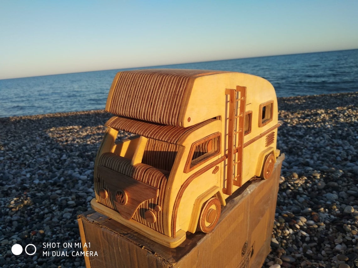 Wooden Caravan Toy Woswagen Camper Car, Boy Girl Dad Model Birthday ...