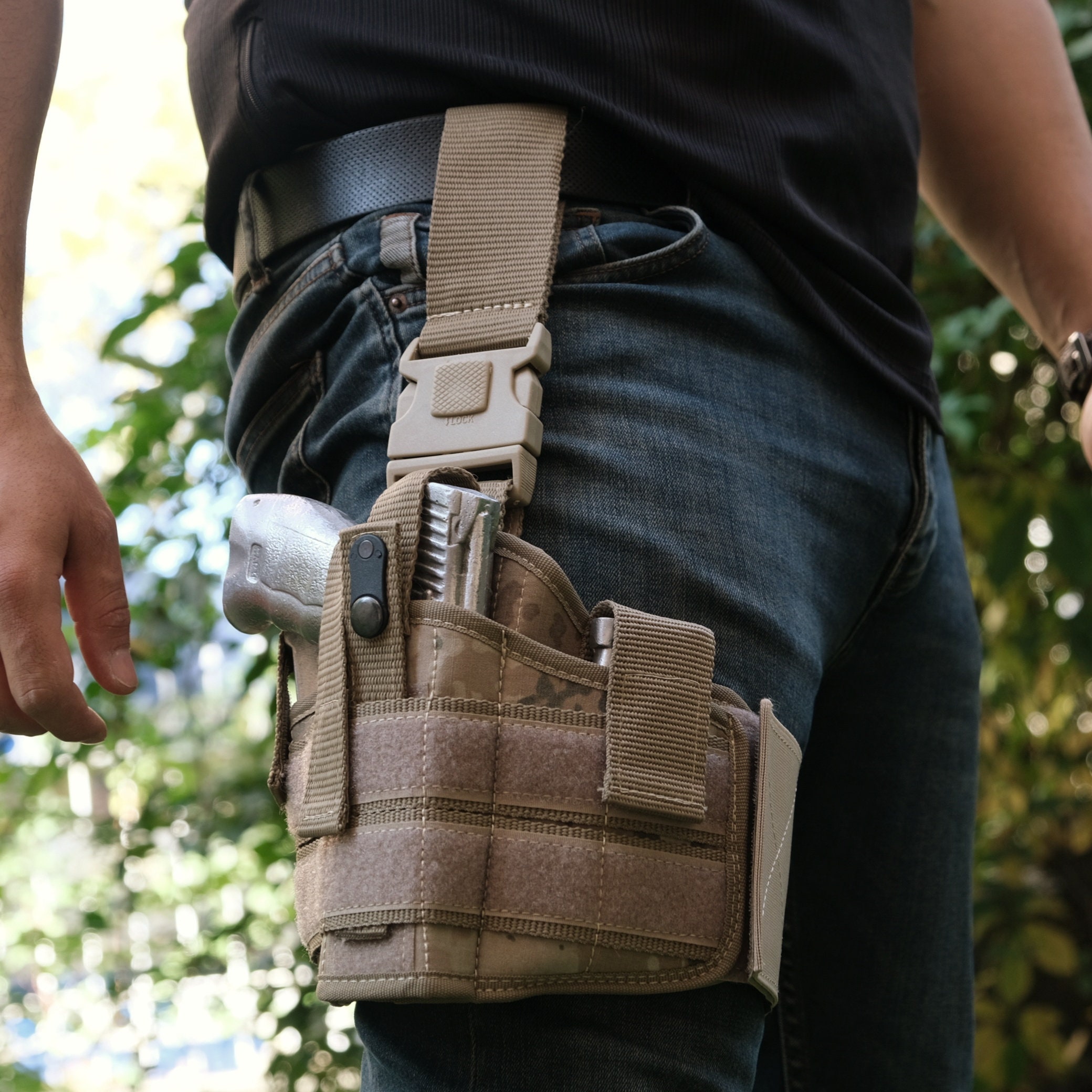 Drop Leg Holster, Fully Adjustable Holster, Double Magazine Leg Holster ...