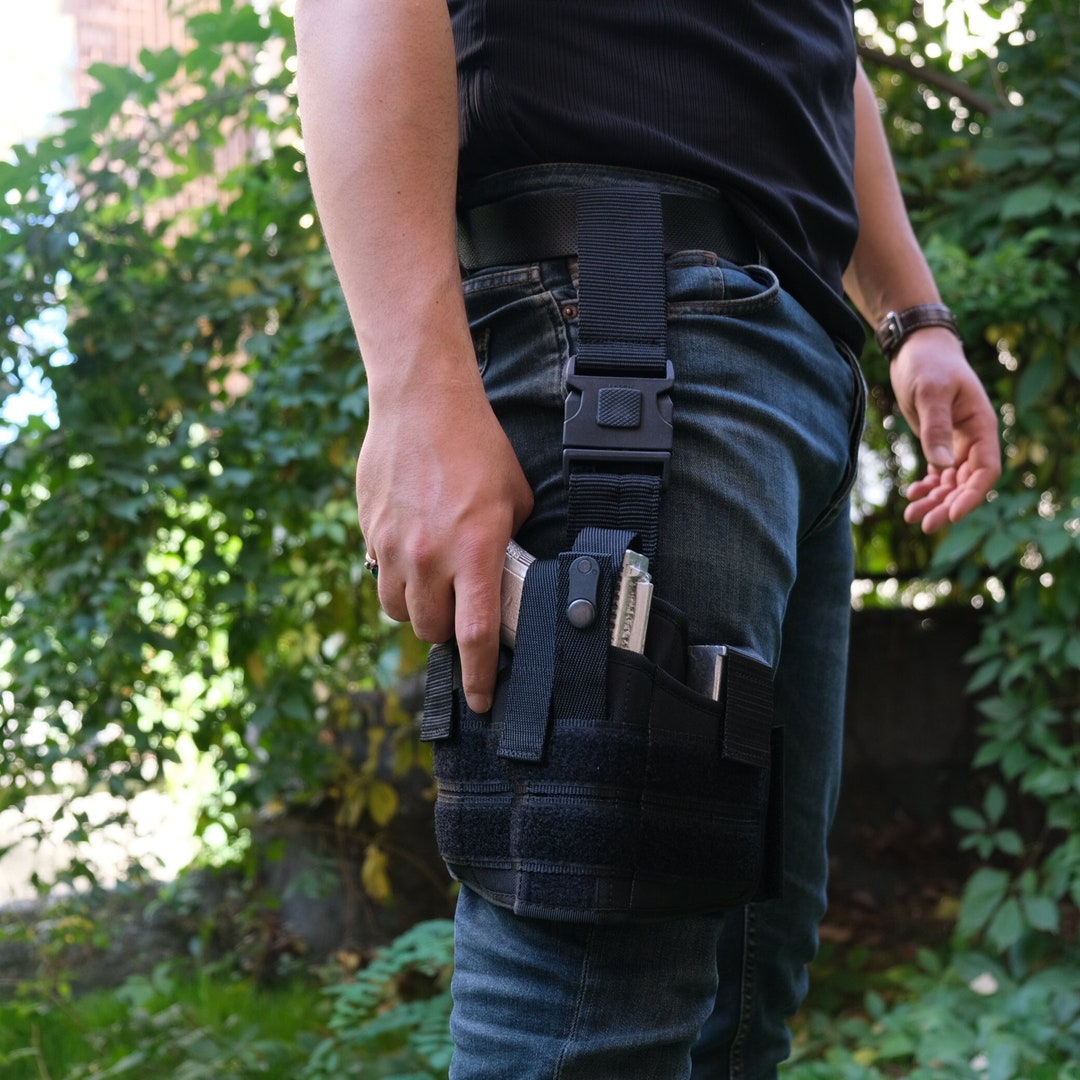 Drop Leg Holster, Fully Adjustable Holster, Double Magazine Leg Holster ...