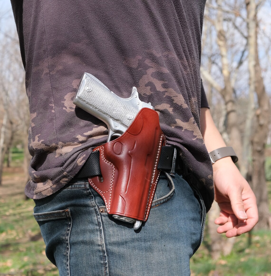 1911 Leather Gun Holster Western Holster 2 Colour Options - Etsy