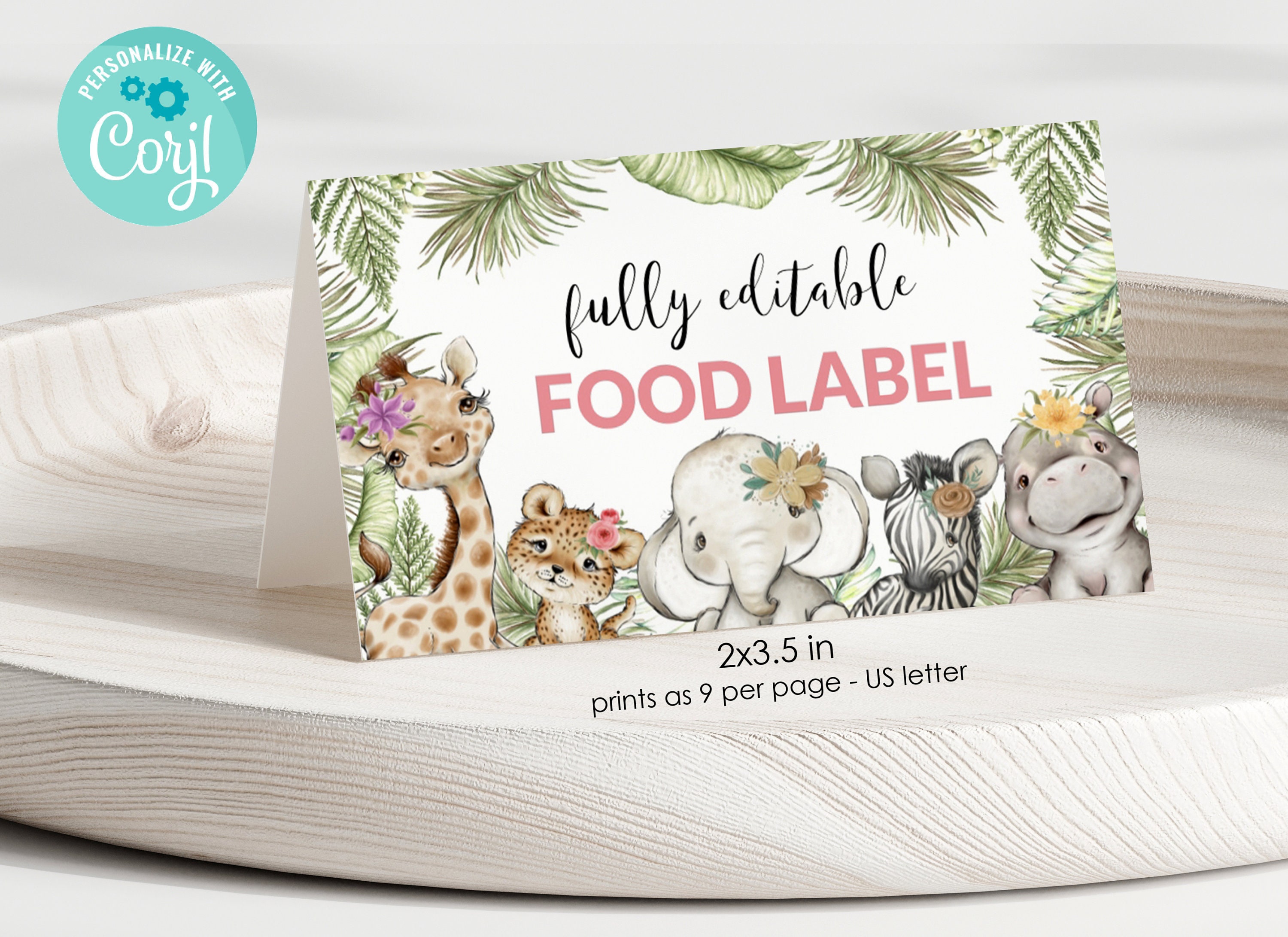 Editable Jungle Animal Food Tent Name Tent Instant Download - Etsy