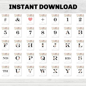 Pink Floral Printable Banner Alphabet A-Z and Numbers, Baby Shower ...