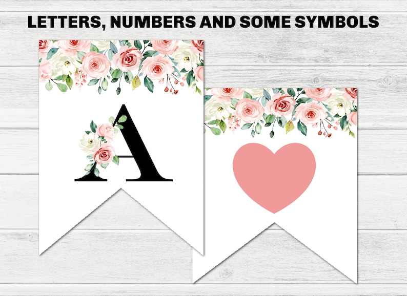 Pink Floral Printable Banner Alphabet A-Z and Numbers, Baby Shower ...