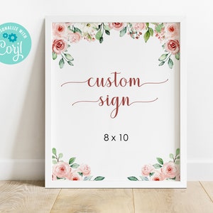 Editable Floral Custom 8 X 10 Sign - Etsy