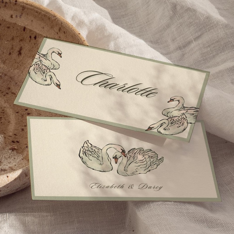 Wedding Name Cards Swan - Etsy