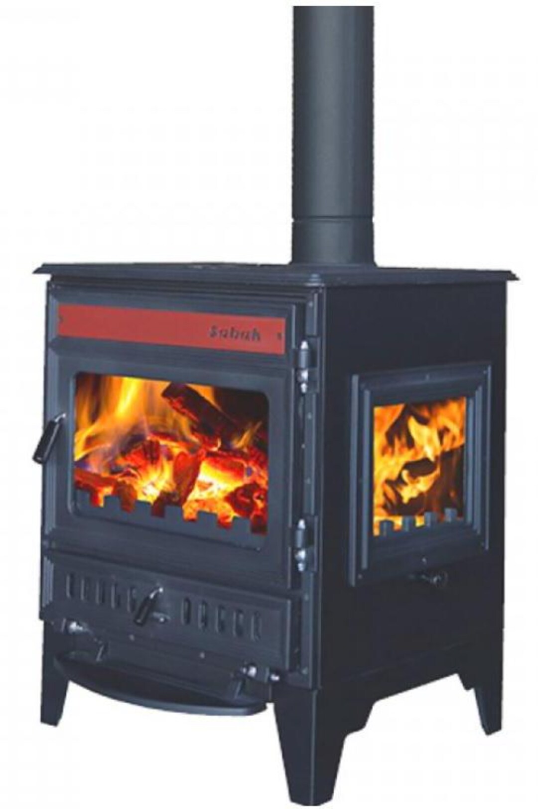 Cast Iron Wood Stove: Three-sided Glass, Coal Burning Cooker - Etsy