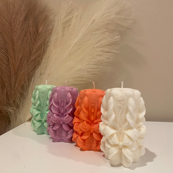 Carved Candle - Etsy