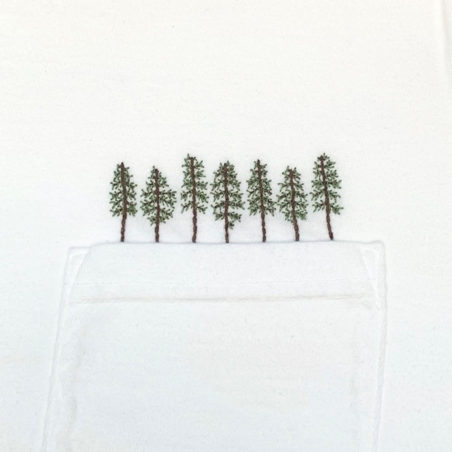 Embroidered Pine Trees, Forest Embroidery, Pocket Tee, Comfort Colors T ...