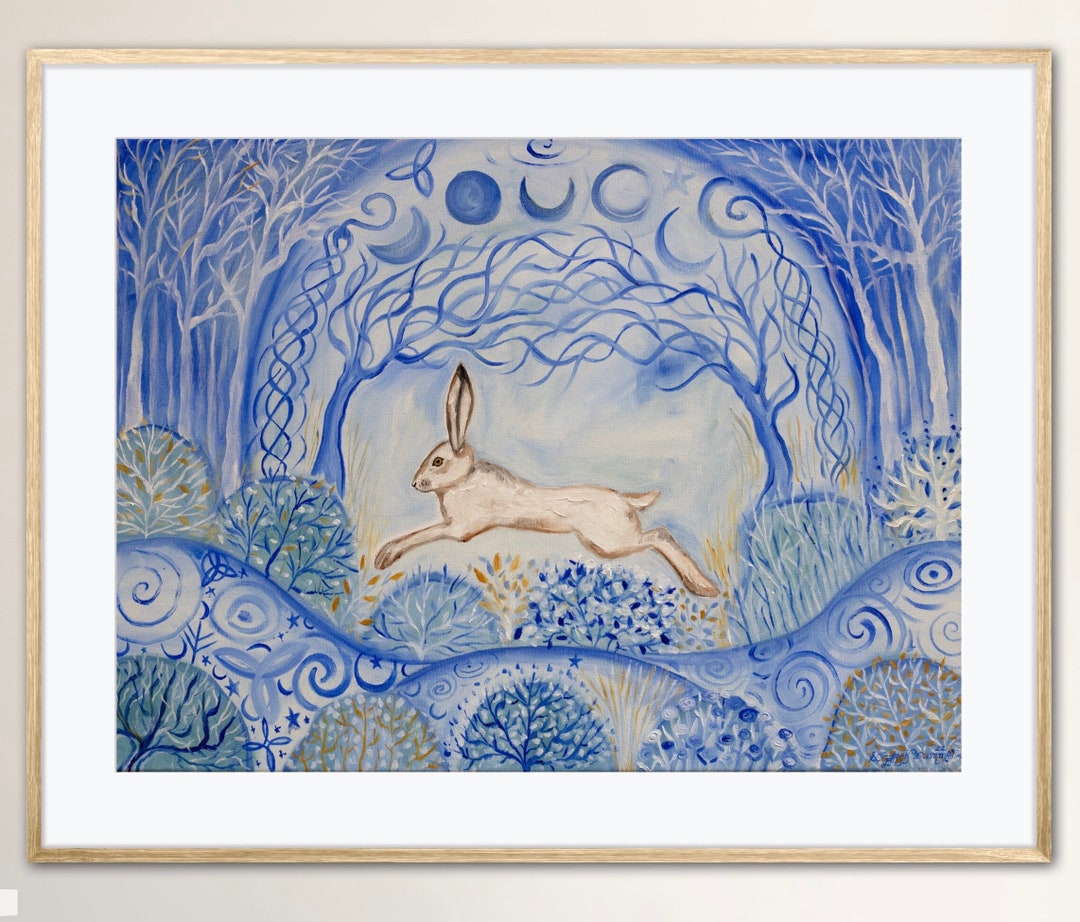 White Hare, Calm of Winter Giclée Fine Art Print Oil Painting Whimsical ...