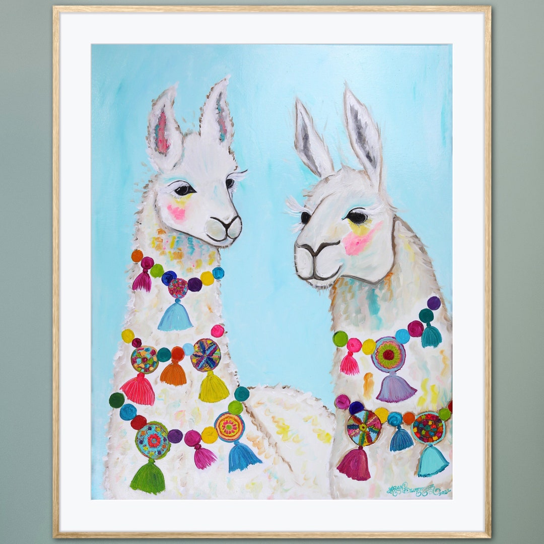Llama Lashes, Tassels and Pompoms Giclée Fine Art Print of Original Oil ...