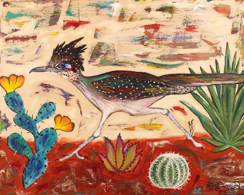 Rustic Roadrunner Giclée Art Print Oil Painting Southwest - Etsy