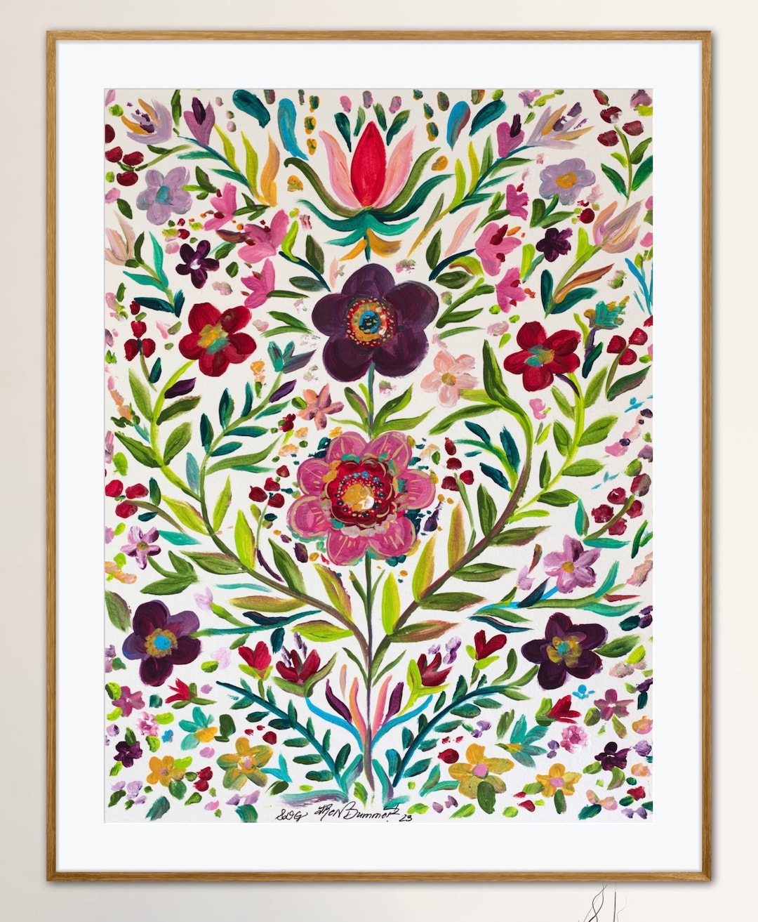 Flower Folk Art No. 2 Giclée Art Print of Original Painting Whimsical ...