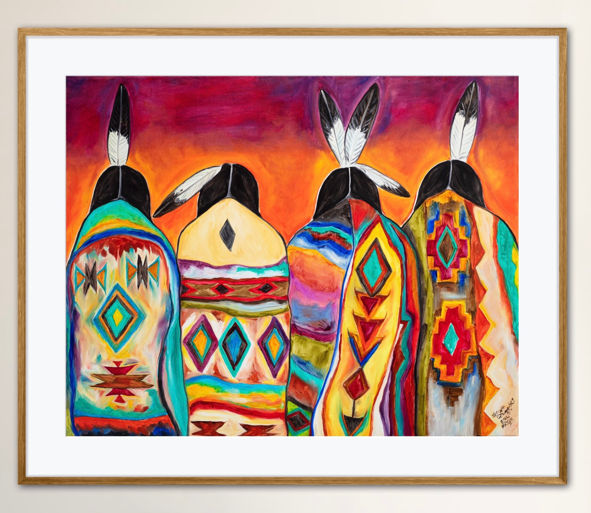 Indian Blankets Giclée Fine Art Print of Oil Painting Native American ...