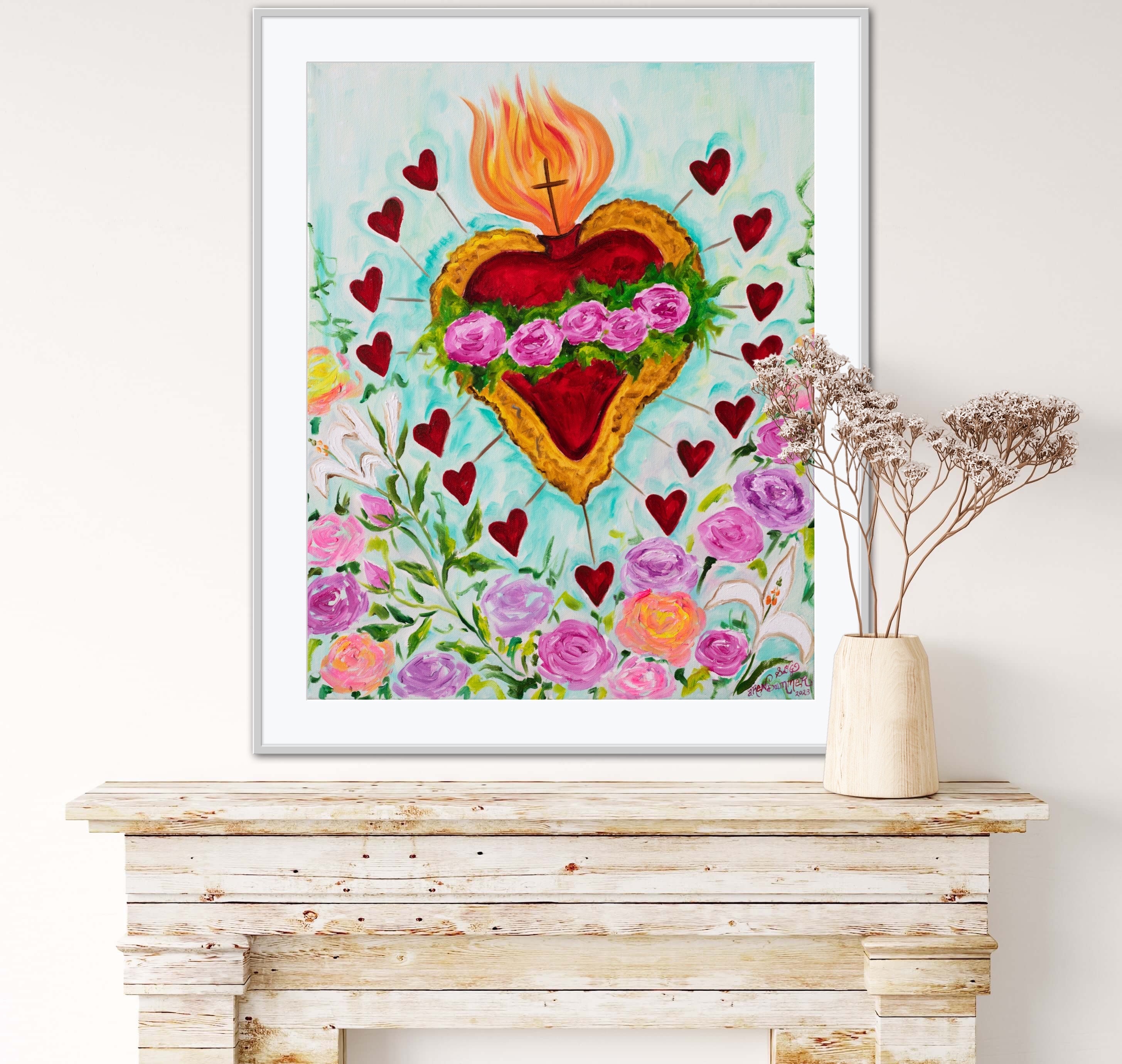 Immaculate Heart Giclée Fine Folk Art Print of Original Oil Painting ...
