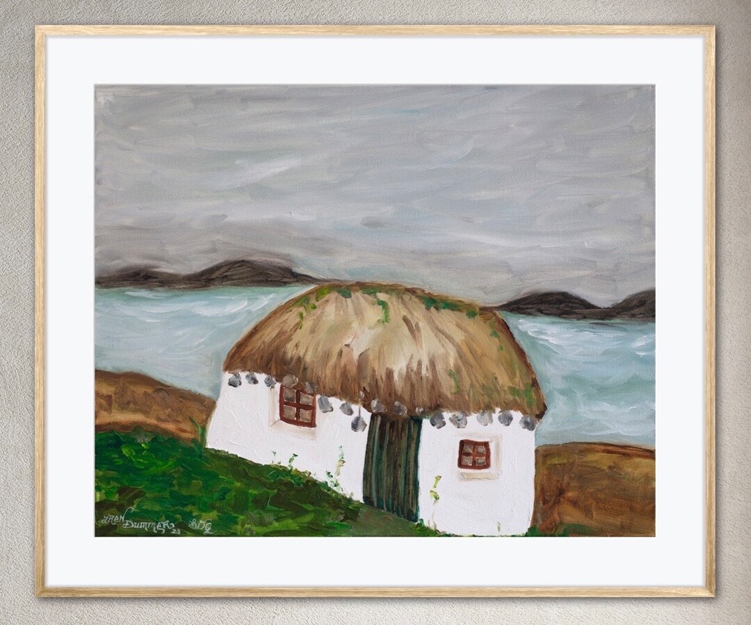 Thatched Irish Cottage Giclée Fine Art Print Oil Painting Whimsical ...
