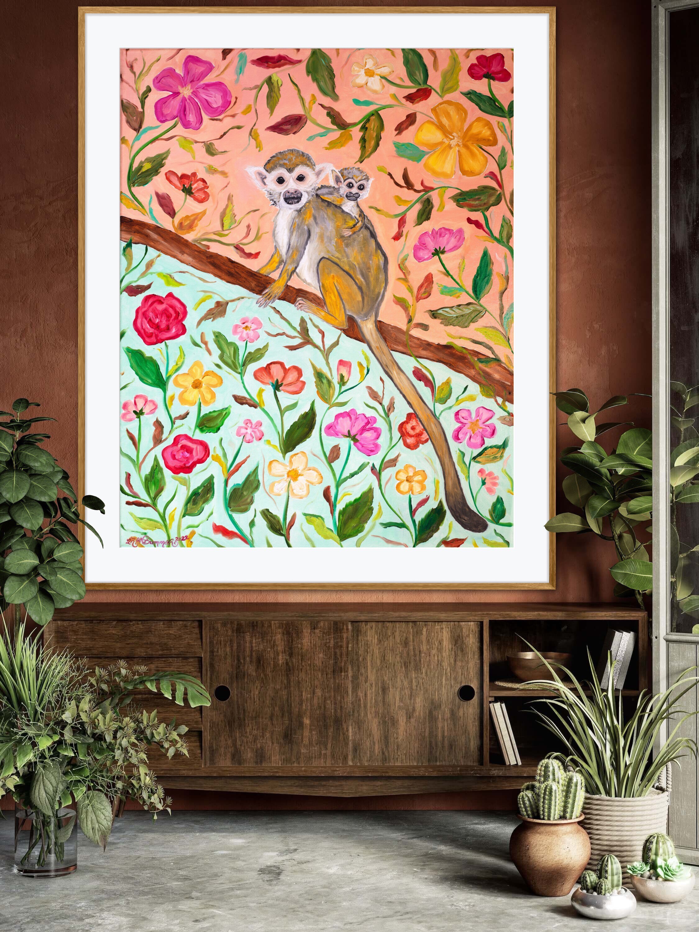 Squirrel Monkeys Giclée Fine Art Print of Oil Painting Whimsical Nature ...