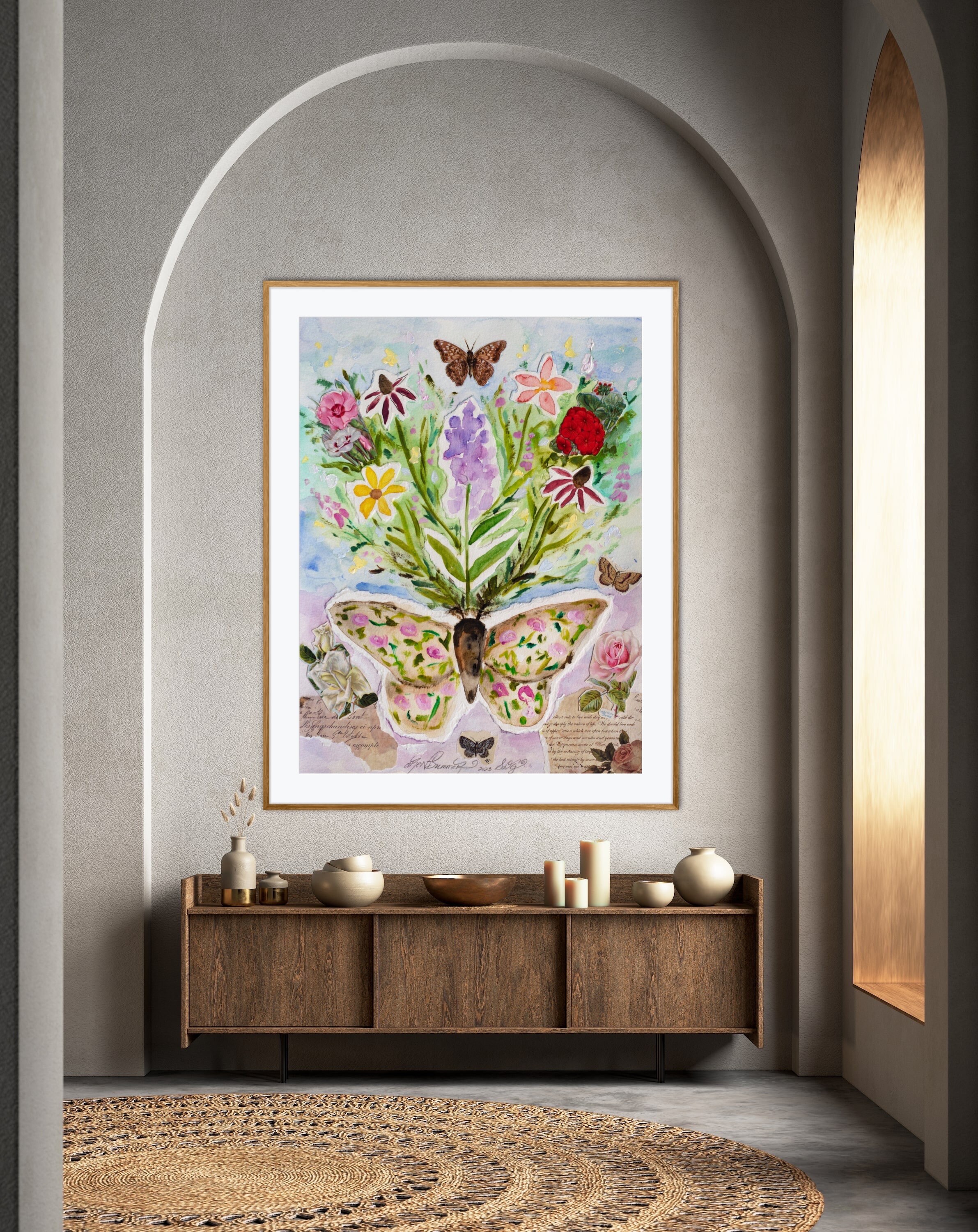 Butterfly Collage Giclée Fine Art Print Mixed Media Watercolor Painting ...