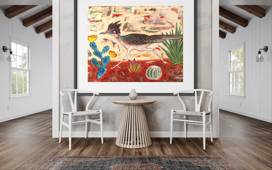 Rustic Roadrunner Giclée Art Print Oil Painting Southwest Decor ...