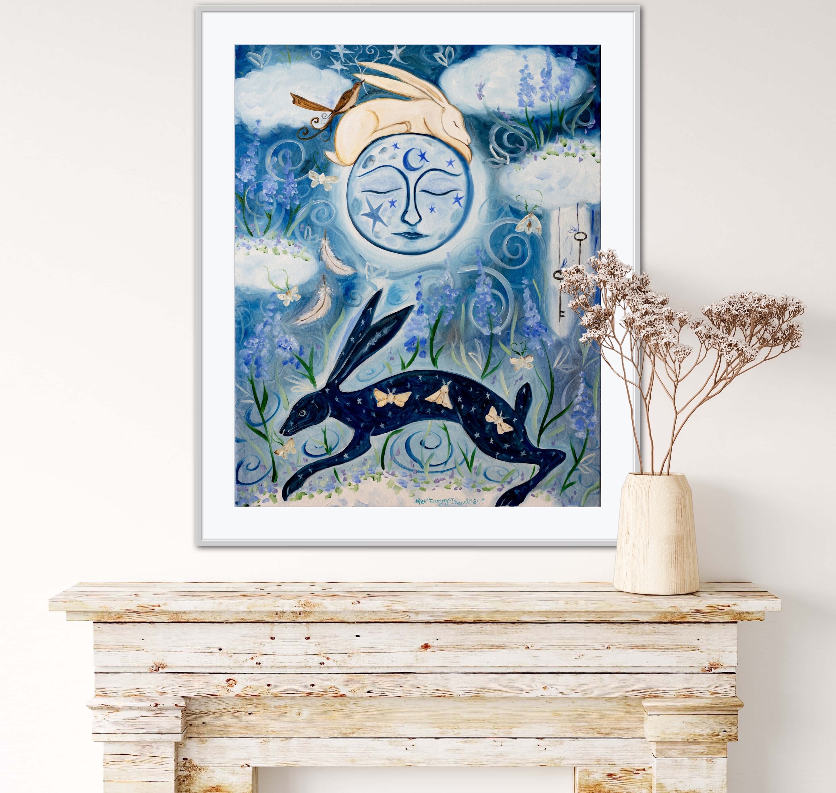Moonlit Hares Giclée Fine Art Print Original Oil Painting Fantasy ...