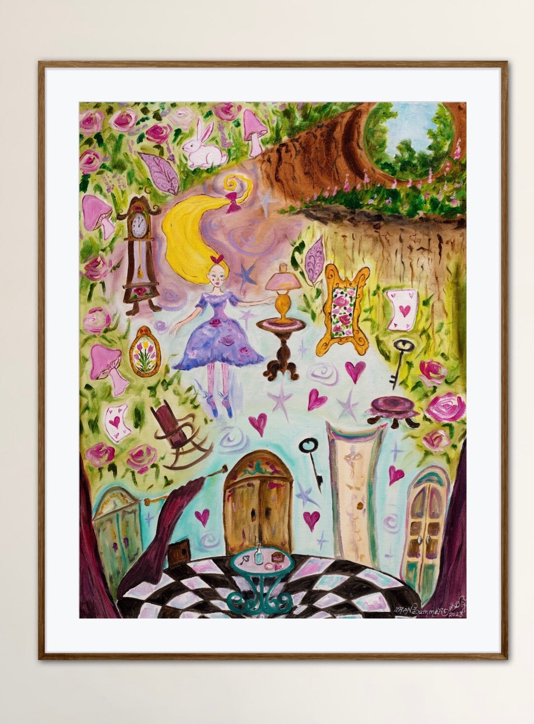 Falling Down Rabbit Hole Giclée Fine Art Print of Original Oil Painting ...