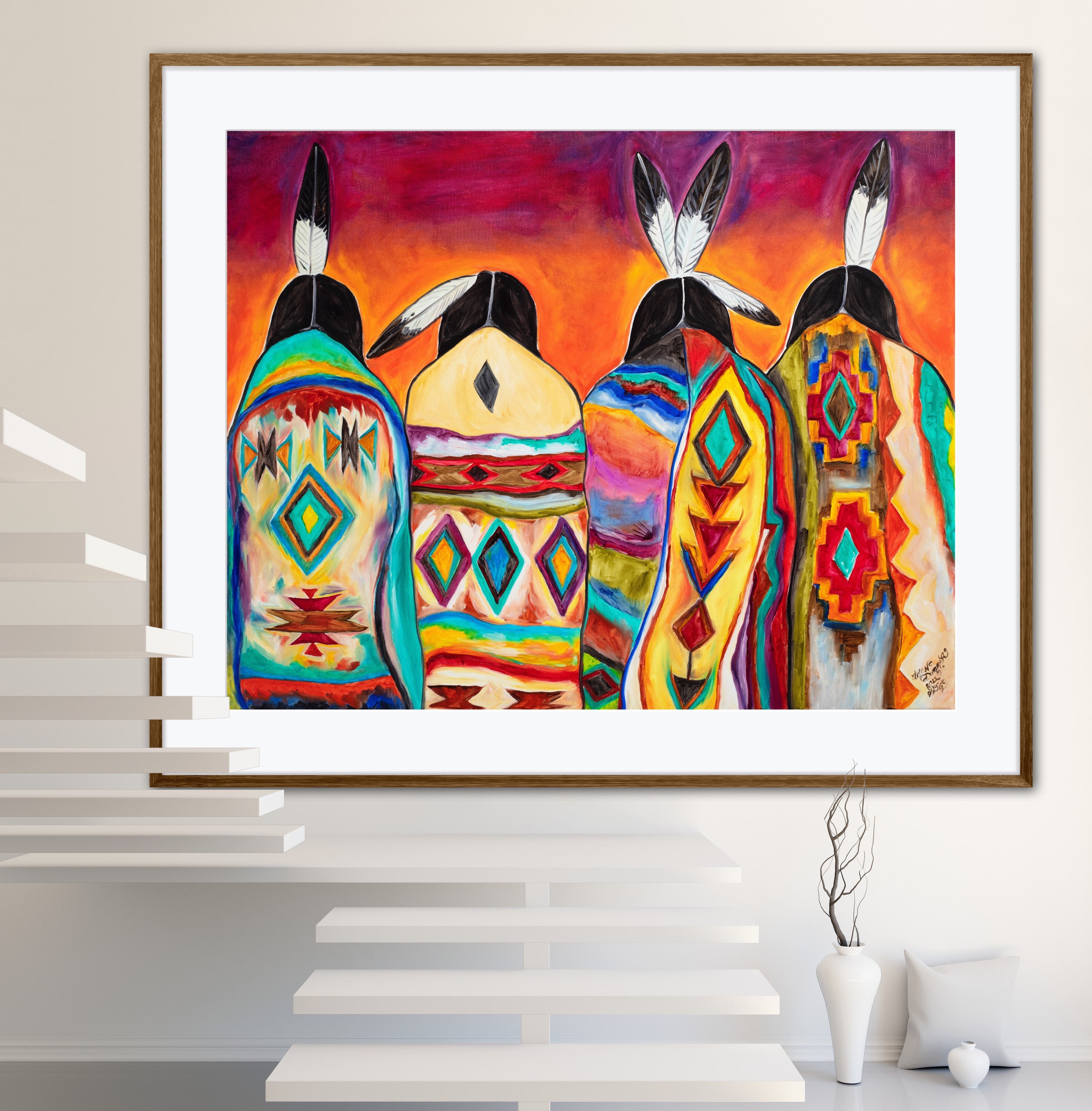 Indian Blankets Giclée Fine Art Print of Oil Painting Native American ...