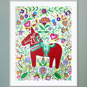 Scandinavian Rabbits Giclée Fine Folk Art Print of Original - Etsy
