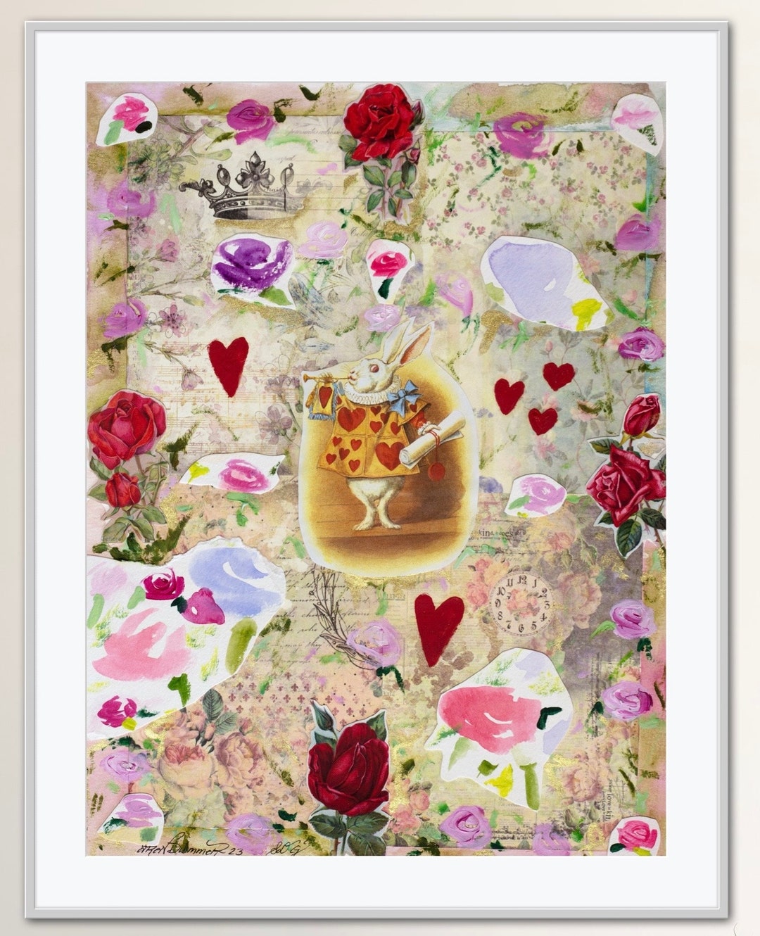 Who Stole the Tarts White Rabbit Giclée Fine Art Print of Mixed Media ...