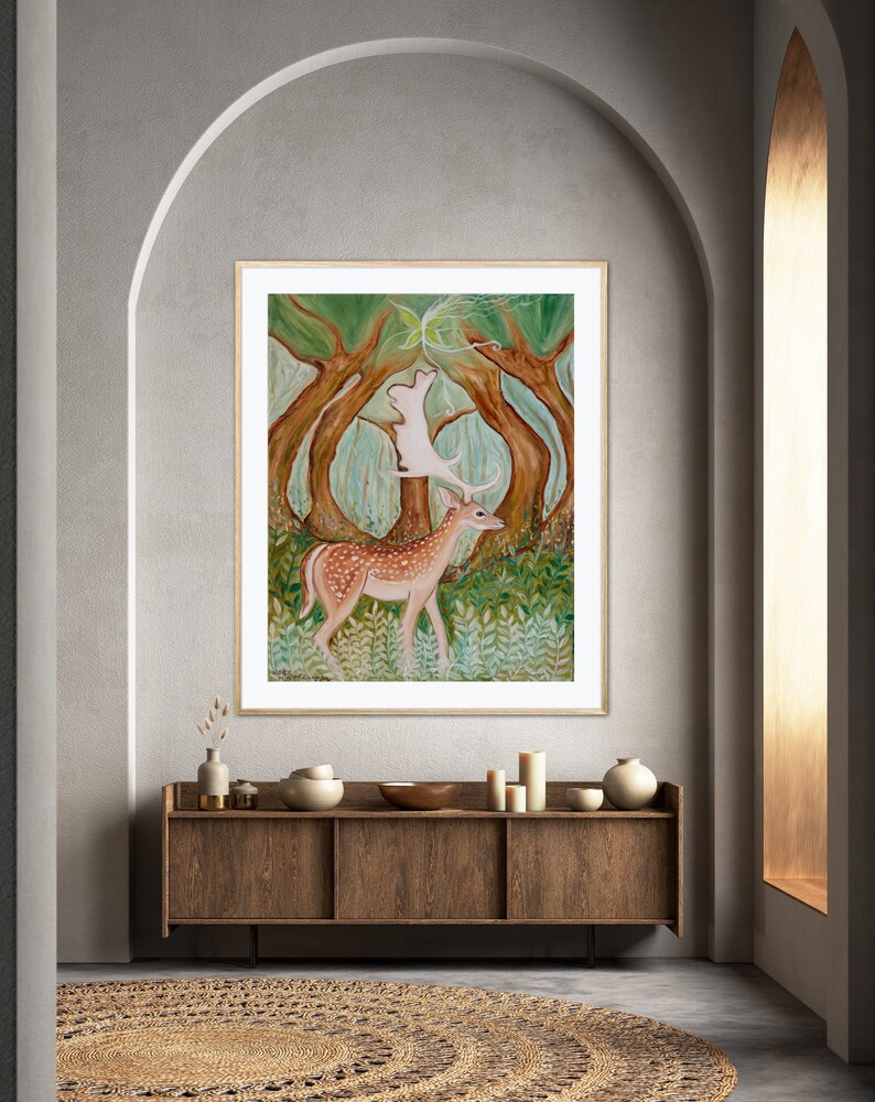 Fallow Deer Giclée Fine Art Print Oil Painting Abstract Whimsical ...