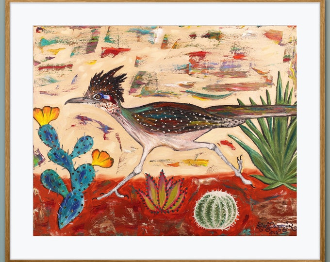 Rustic Roadrunner Giclée Art Print Oil Painting Southwest Decor ...