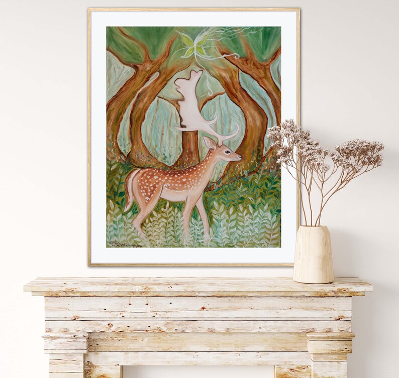 Fallow Deer Giclée Fine Art Print Oil Painting Abstract Whimsical ...