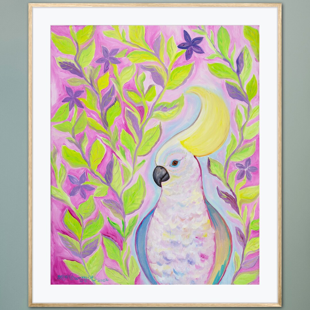 Cockatoo Hairdo Giclée Fine Art Print of Oil Painting Whimsical Nature ...
