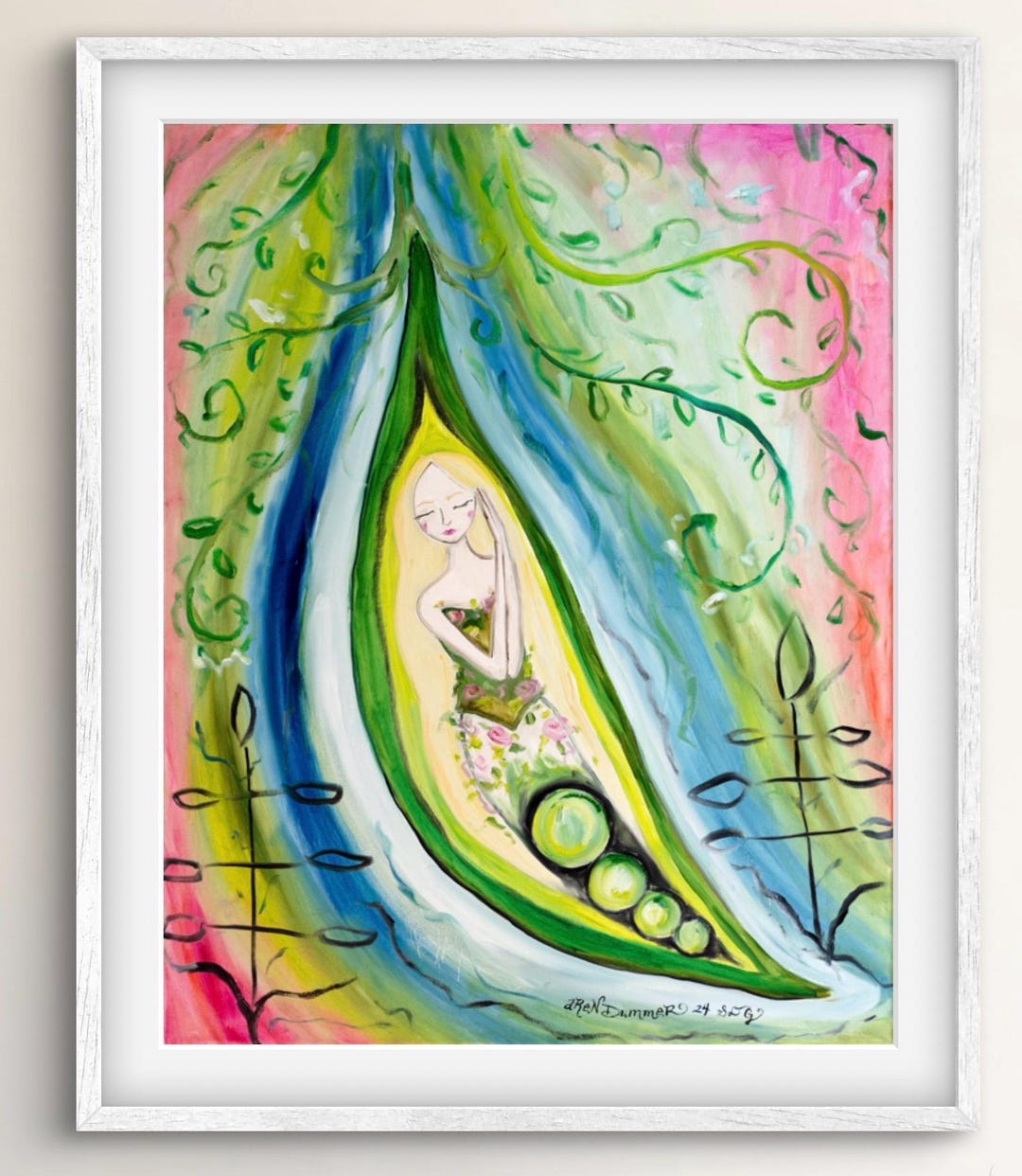 Princess Pea-pod Giclée Fine Art Print of Oil Painting Whimsical ...