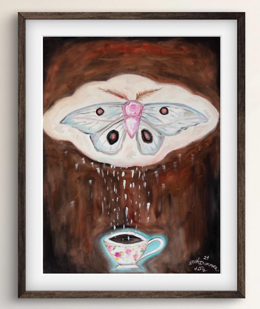 Moth Tears Tea Giclée Fine Art Print Original Oil Painting Whimsy ...