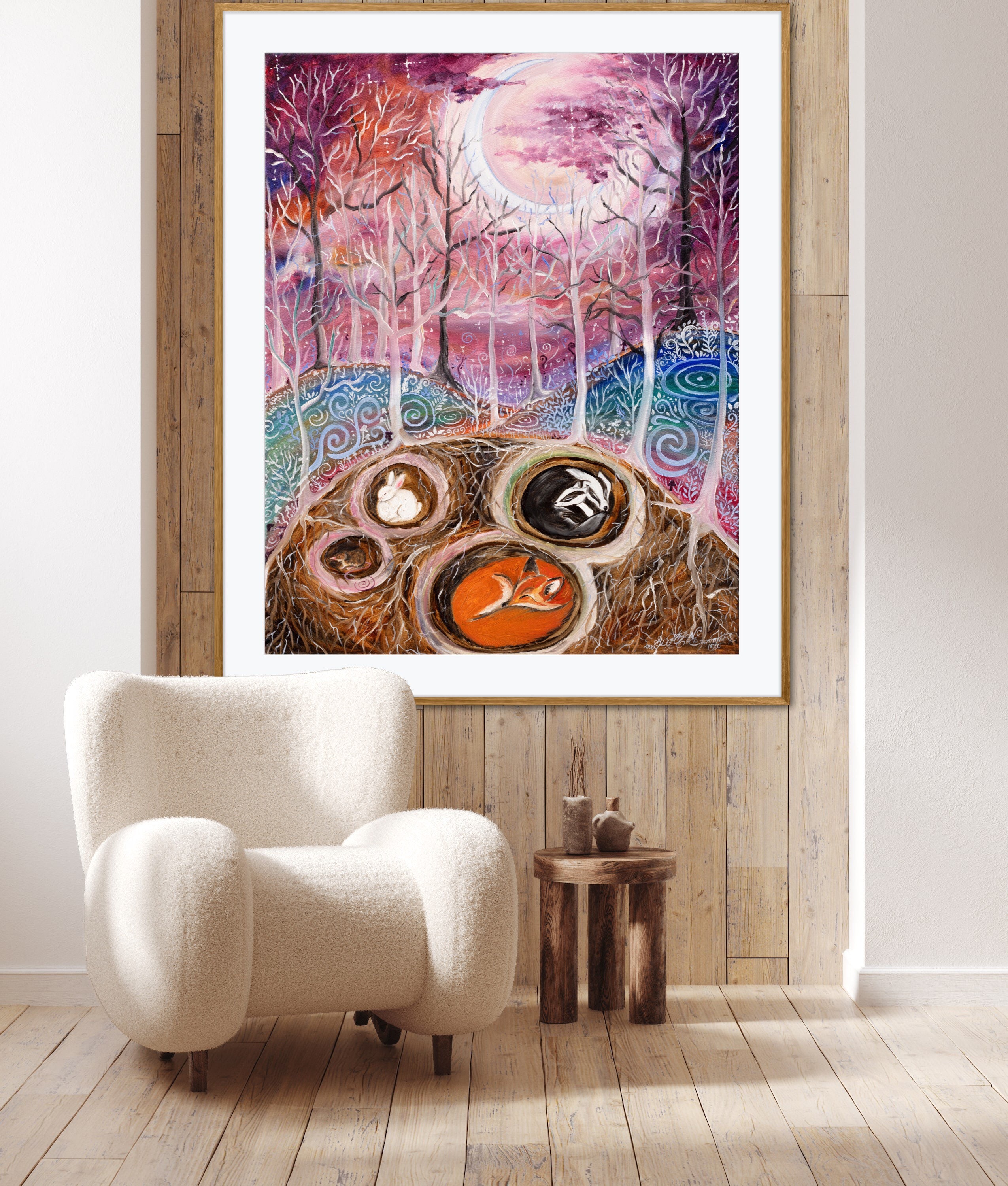 Cozy Burrows Giclée Fine Art Print Oil Painting Whimsical Colorful ...