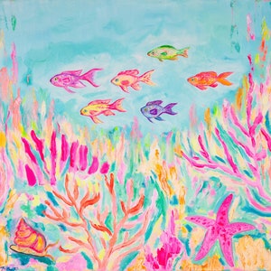 Neon Reef Giclée Fine Art Print of Original Oil Painting Whimsical ...