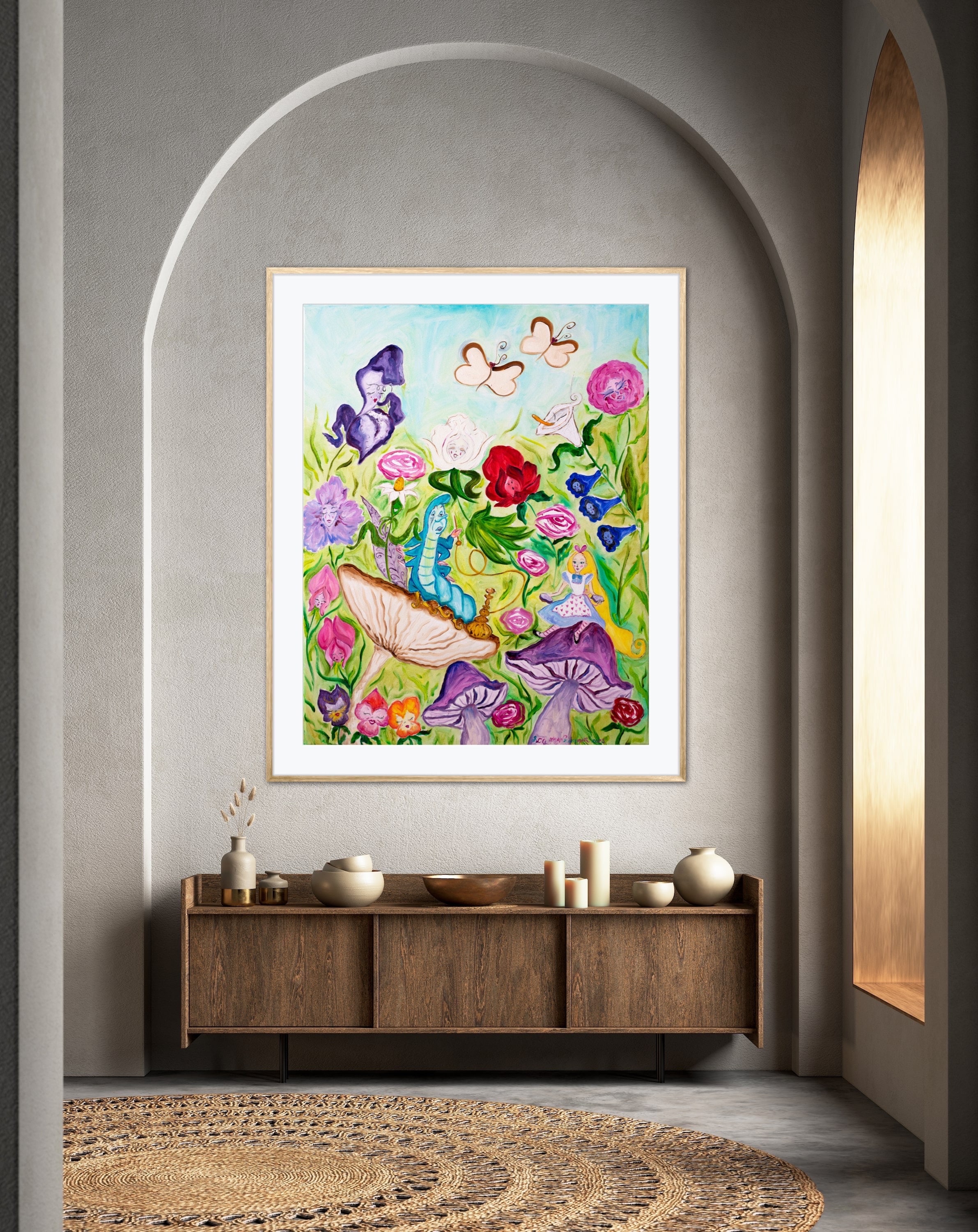 Golden Afternoon Garden of Live Flowers Giclée Fine Art Print Oil ...