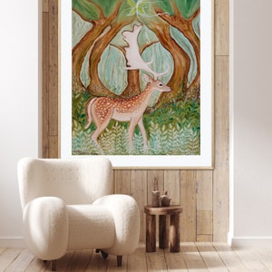 Fallow Deer Giclée Fine Art Print Oil Painting Abstract Whimsical ...