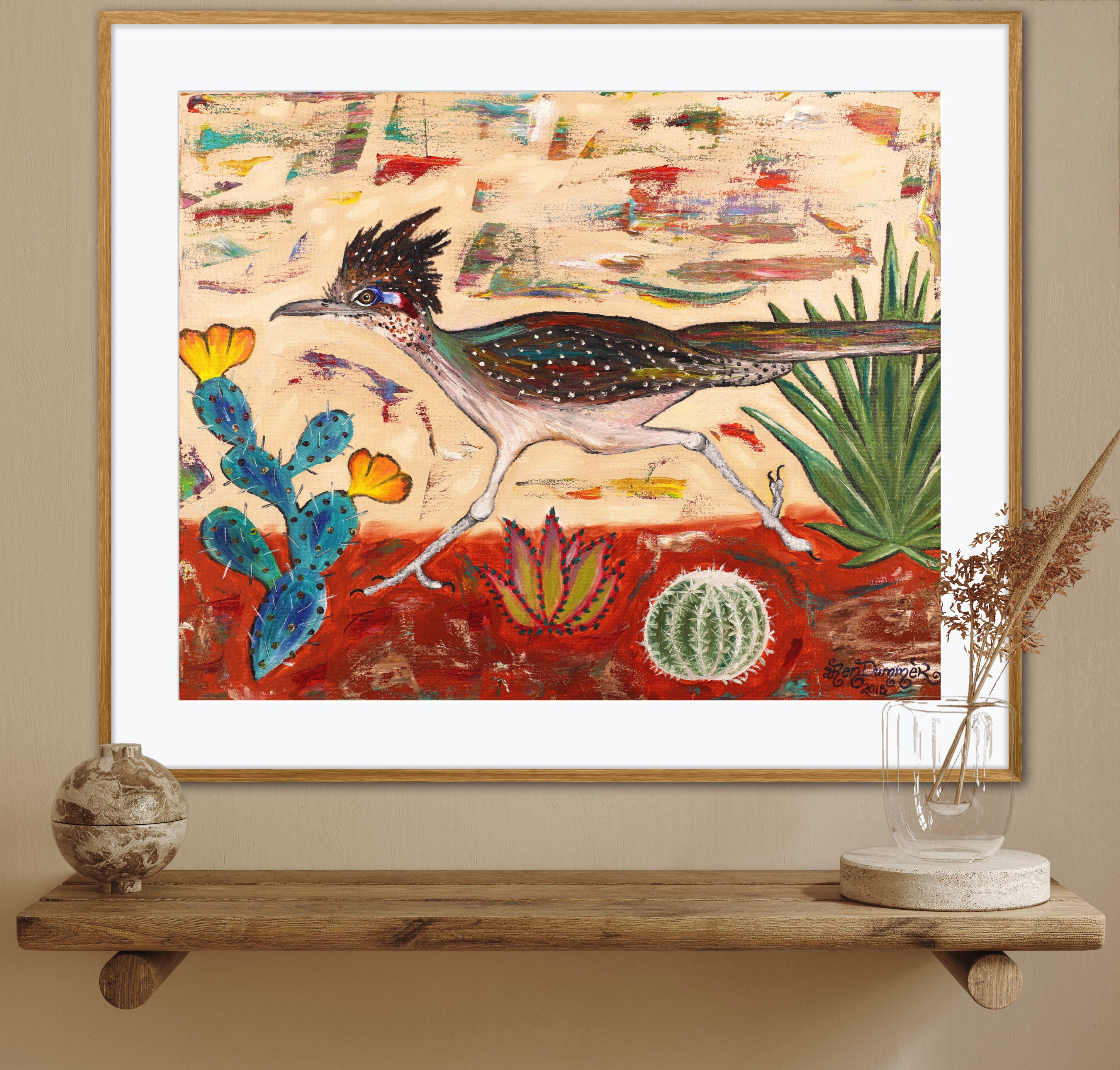 Rustic Roadrunner Giclée Art Print Oil Painting Southwest Decor ...