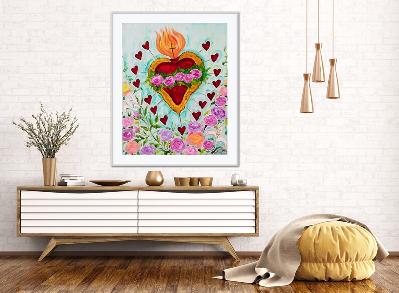 Immaculate Heart Giclée Fine Folk Art Print of Original Oil Painting ...